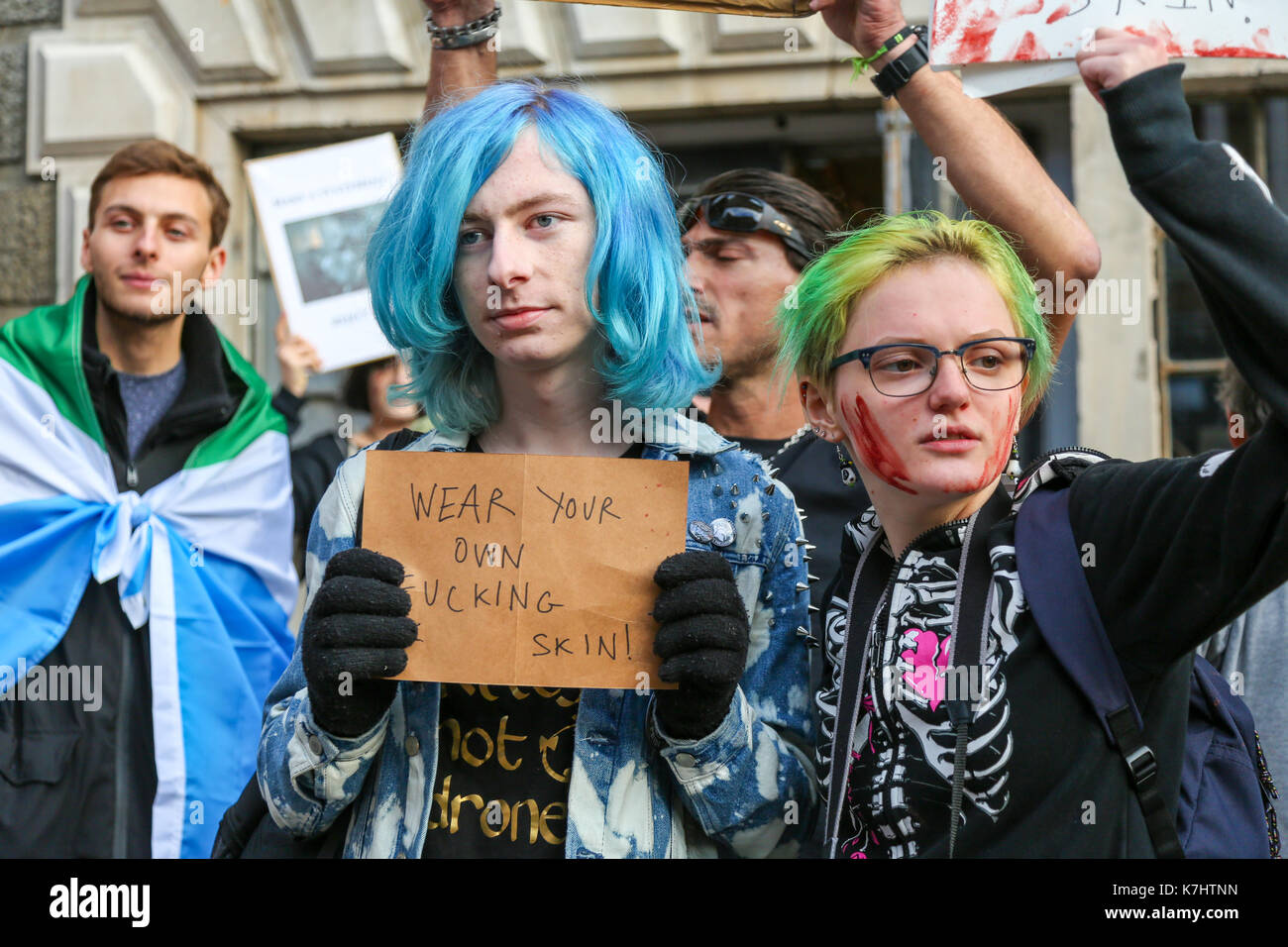 London, UK. 16th Sept, 2017. The anti fur group made their way from a ...