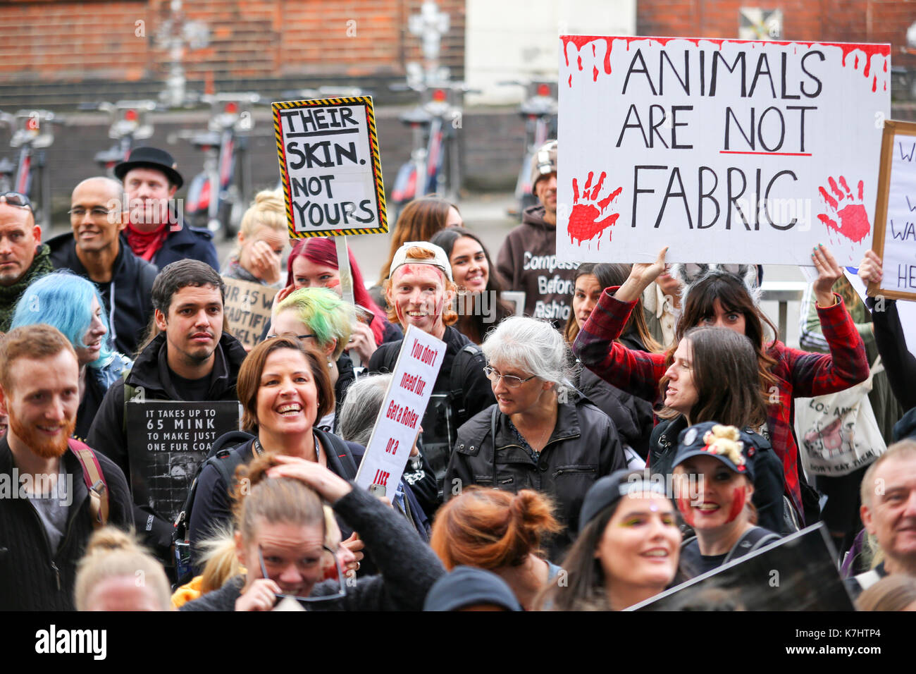 London, UK. 16th Sept, 2017. The anti fur group made their way from a ...