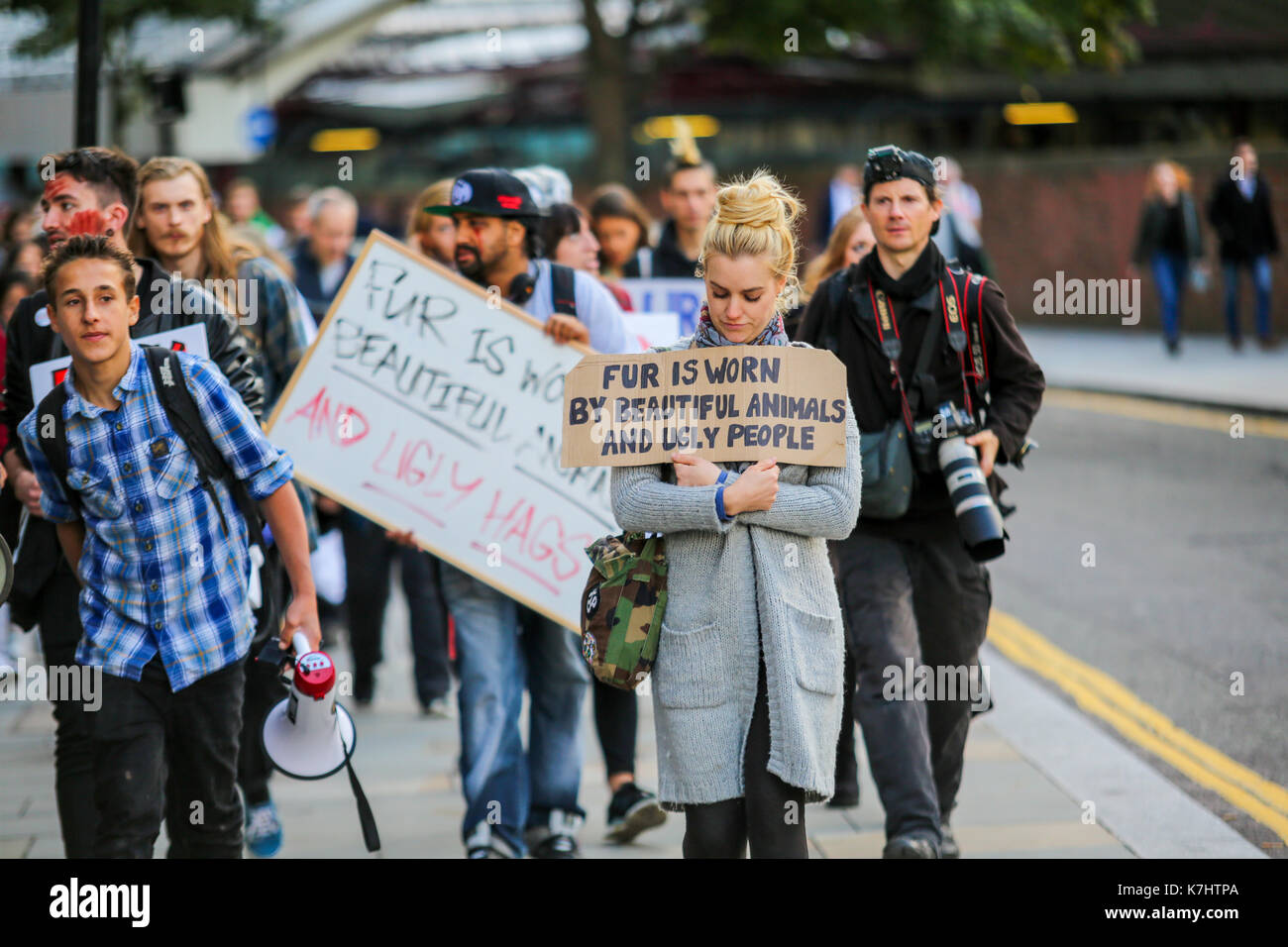 London, UK. 16th Sept, 2017. The anti fur group made their way from a ...