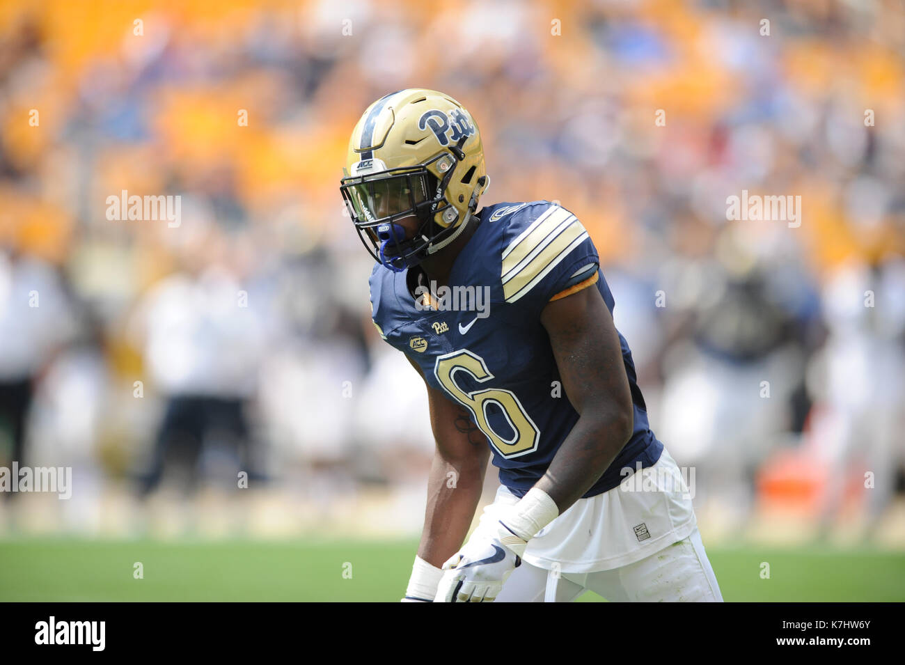 Pittsburgh, PA, USA. 16th Sep, 2017. Aaron Mathews #6 during the Pitt ...