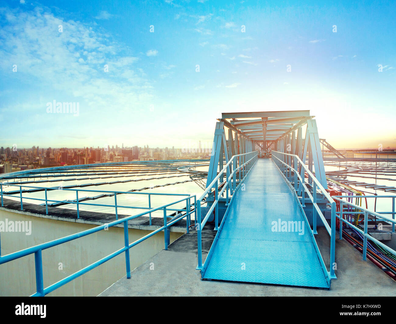 water work industry site and urban skyline background Stock Photo - Alamy