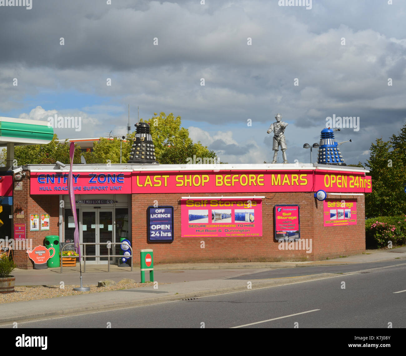 funny sign last shop before mars at roadside with daleks and cyberman ...