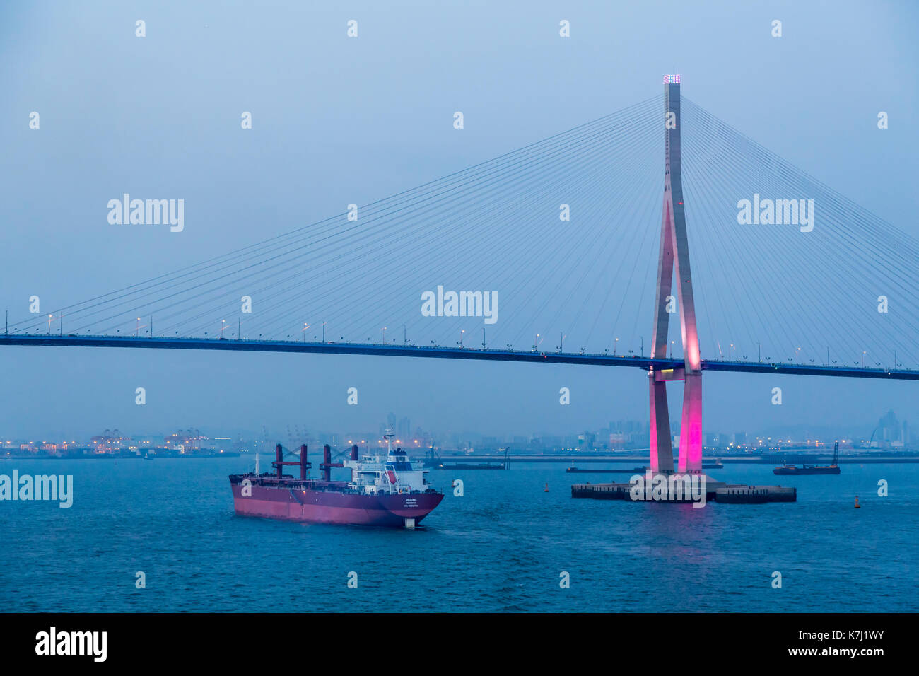 The Incheon Bridge at dusk Incheon, South Korea, Asia Stock Photo - Alamy