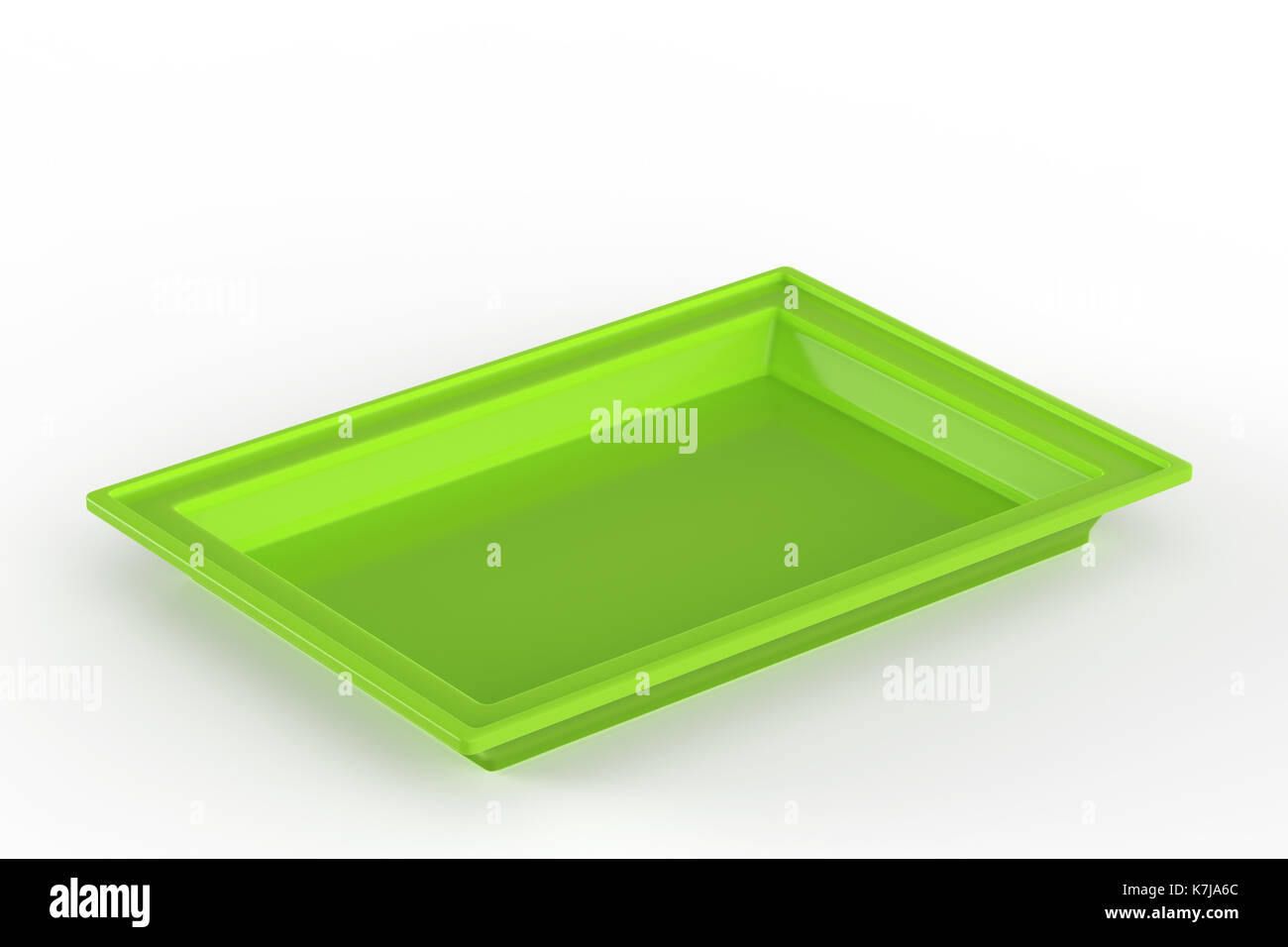 3d rendering green plastic tray on white background Stock Photo - Alamy