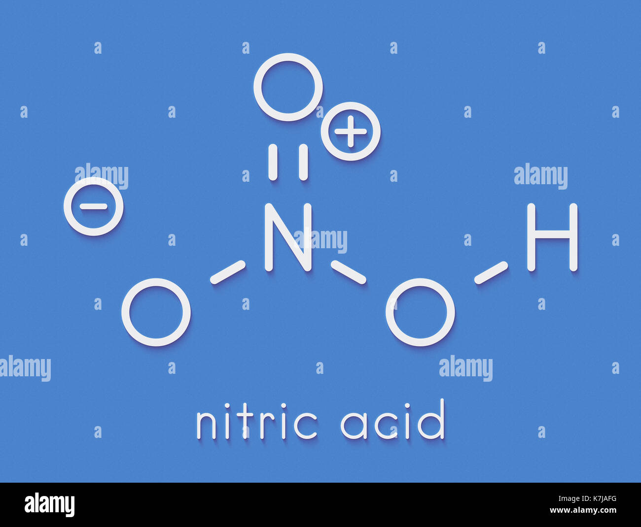 Nitric acid (HNO3) strong mineral acid molecule. Used in production of ...