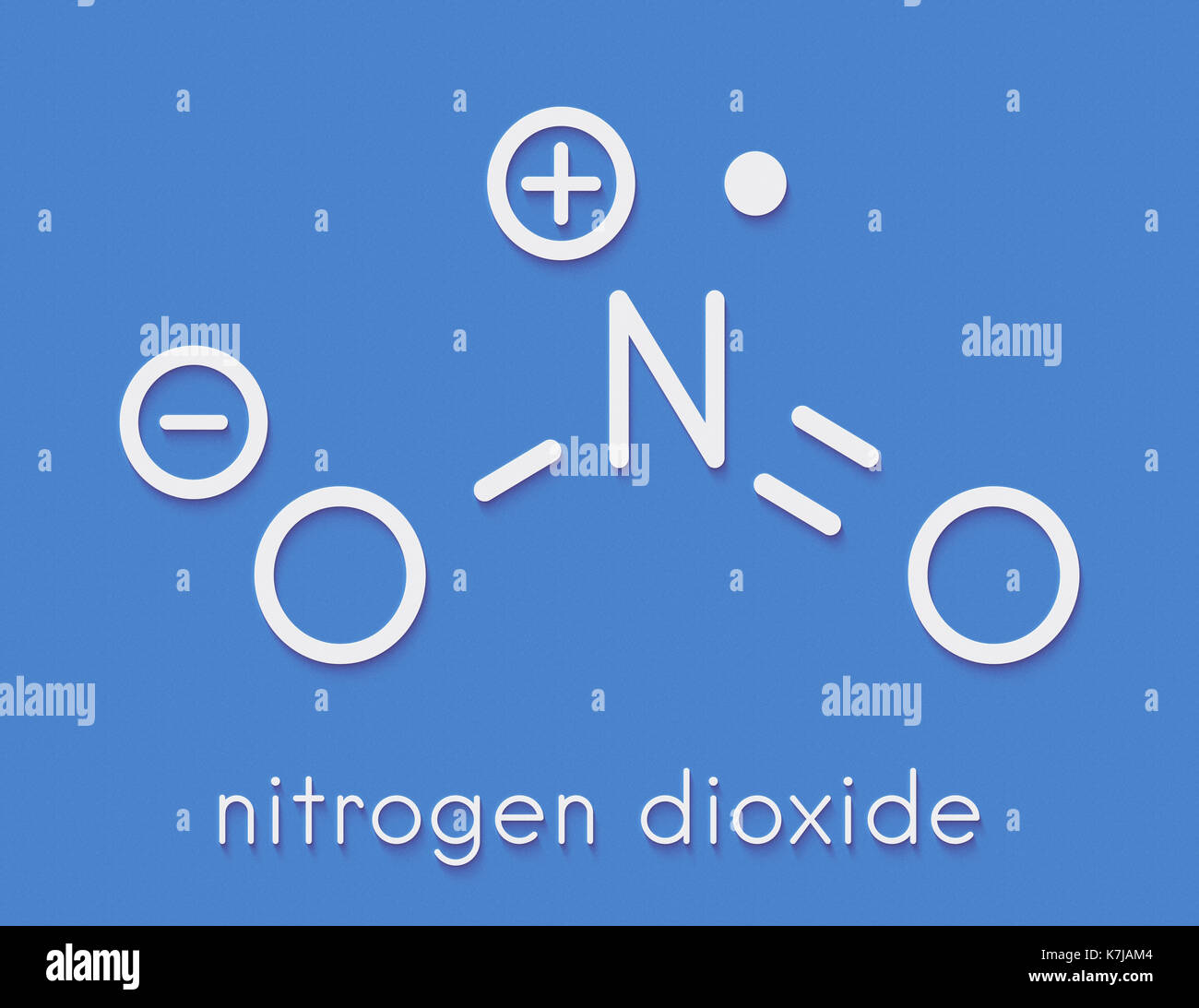 Nitrogen dioxide (NO2) air pollution molecule. Free radical compound ...