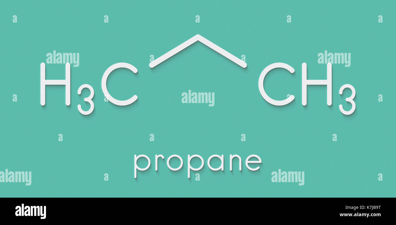 Propane hydrocarbon molecule. Alkane used as fuel in portable stoves ...