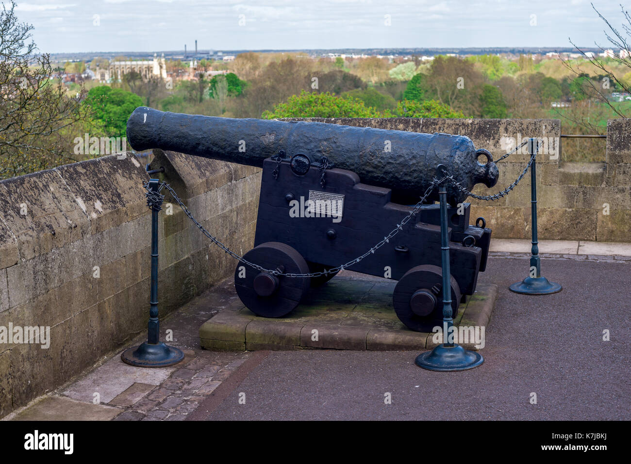 A warship gun on display at Windsor Castle wall, England Stock Photo ...