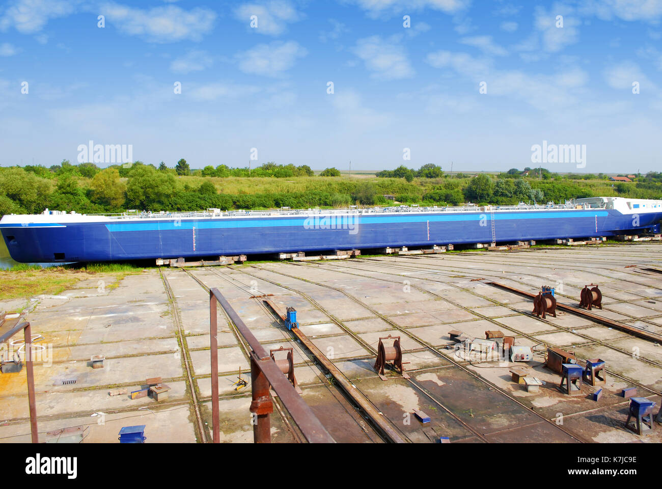 shipyard with new boat Stock Photo - Alamy