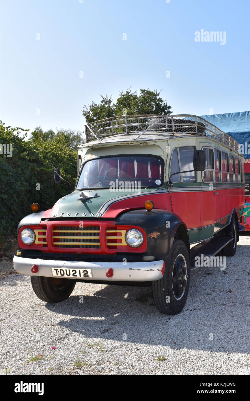 A 1960s-built Bedford bus once used to transport villagers around the ...