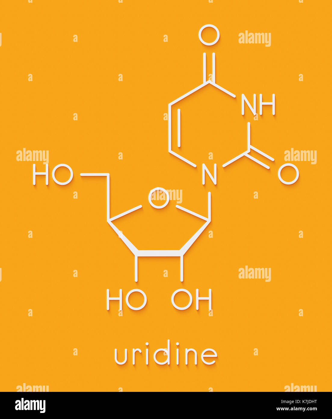 Uridine nucleoside molecule. Building block of RNA. Skeletal formula ...