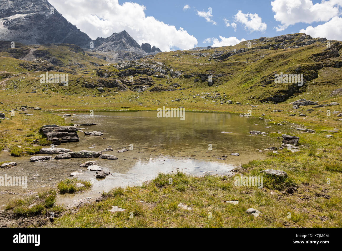 Mountain Lake in the valley of Engadin, Graubunden, Switzerland Stock ...