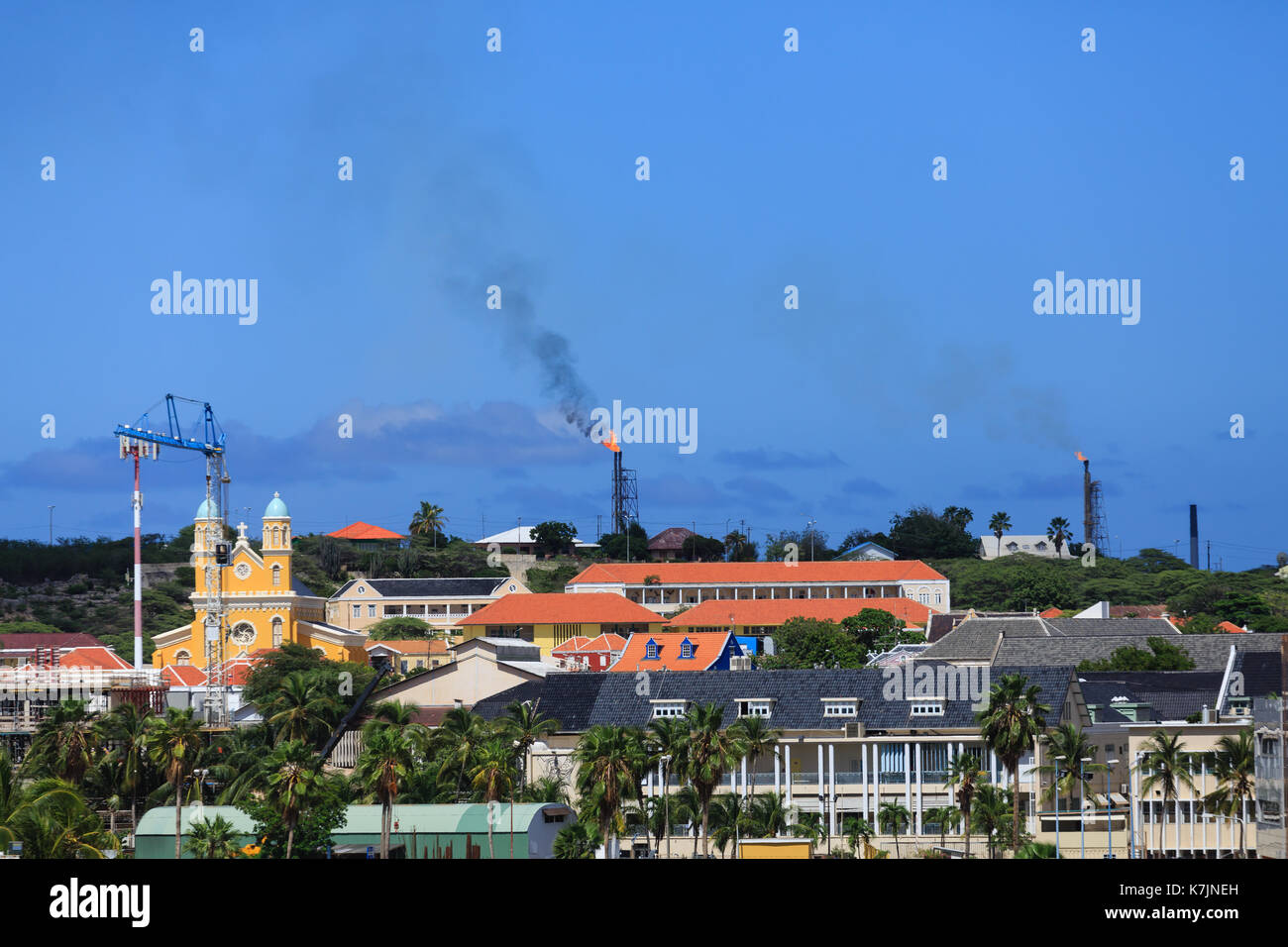 Oil Rigs Burning on Curacao beyond tourist attractions and resorts ...