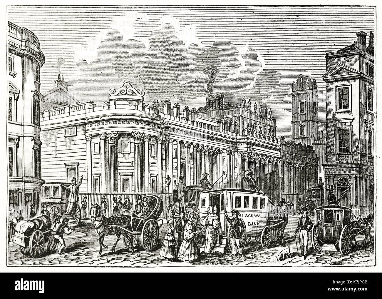 Old view of the Bank of England, London. By unidentified author, publ ...