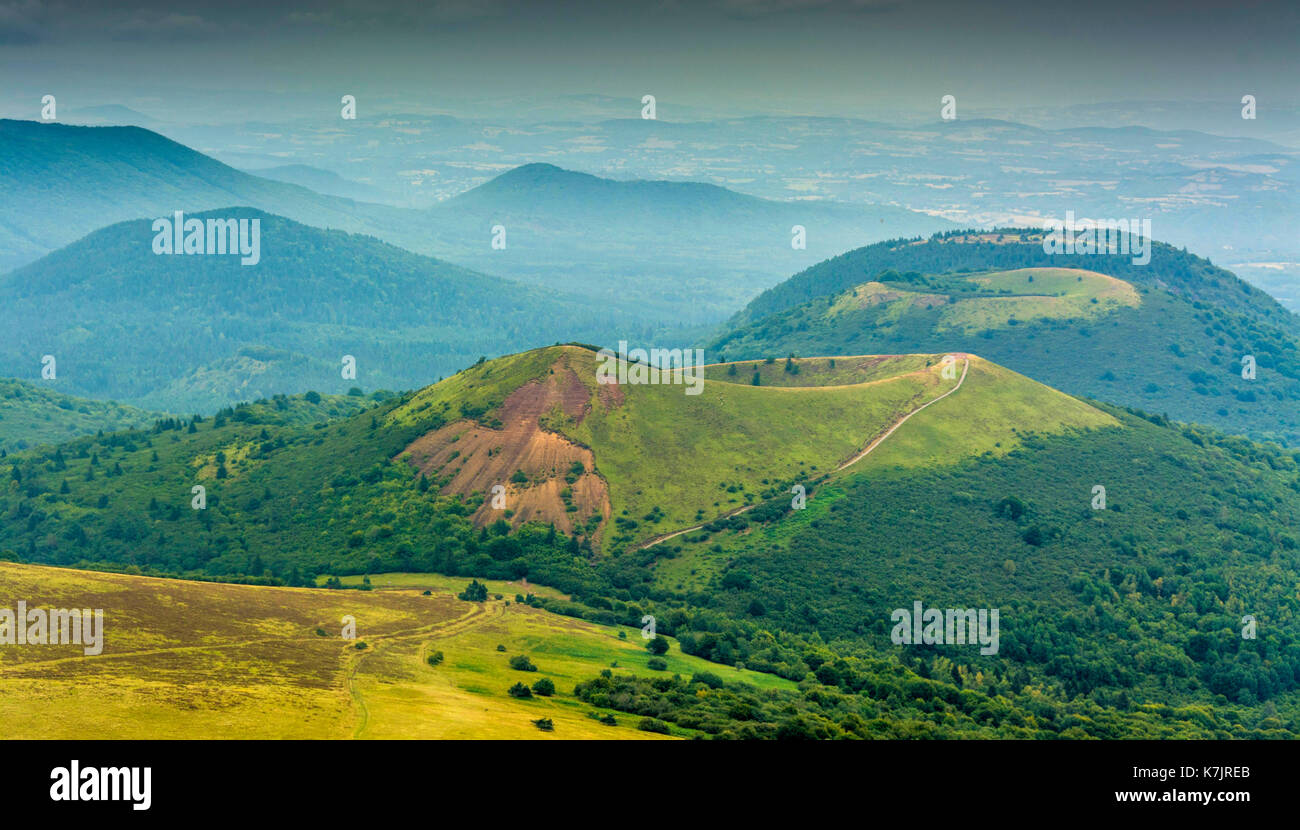 Landscape of Regional Nature Park of the Volcanoes of Auvergne, seen ...