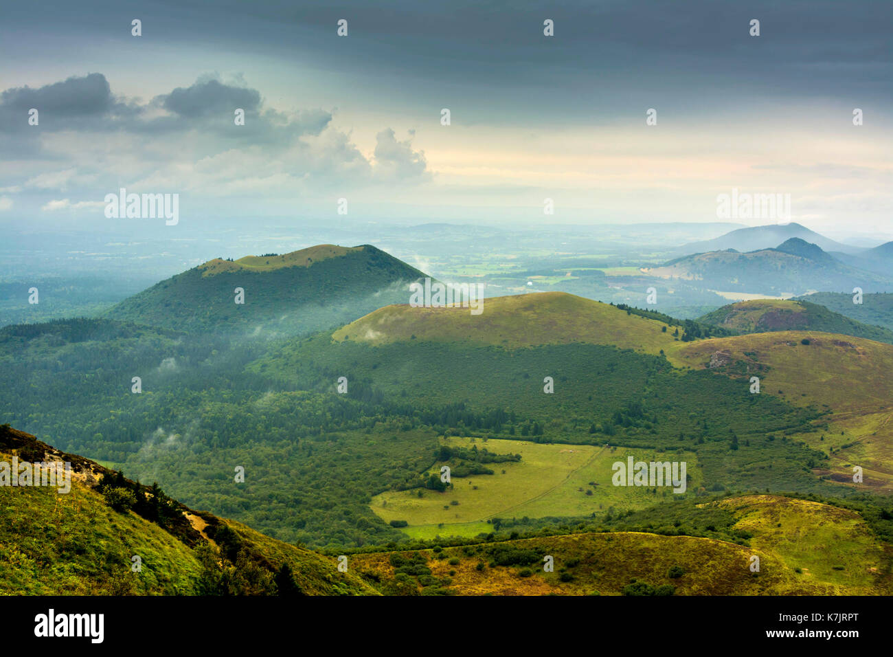 Volcanic landscape of Regional Nature Park of the Volcanoes of Auvergne ...