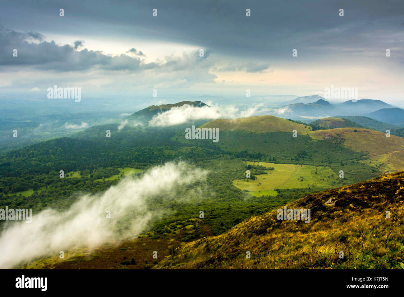 Landscape of Regional Nature Park of the Volcanoes of Auvergne, seen ...