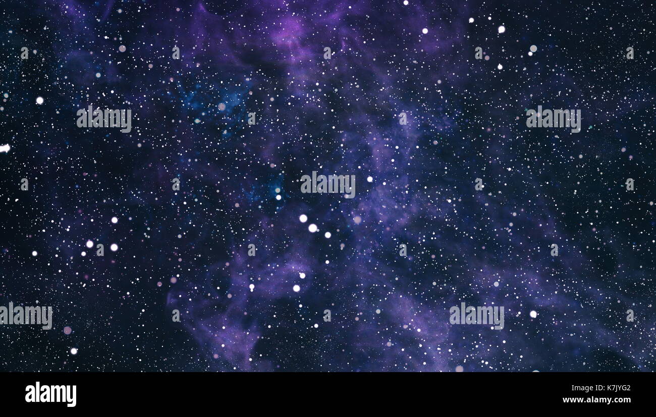 Panoramic looking into deep space. Dark night sky full of stars. The ...