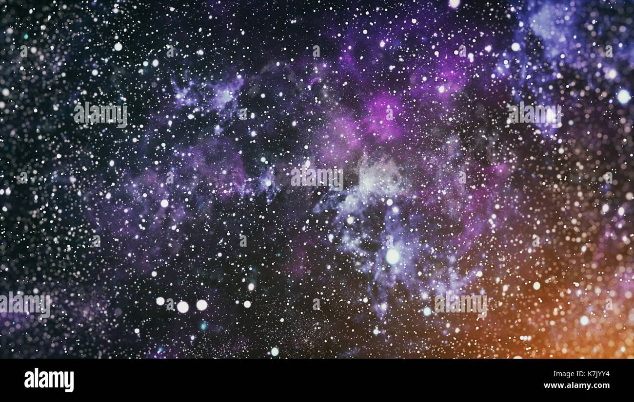 Panoramic looking into deep space. Dark night sky full of stars. The ...