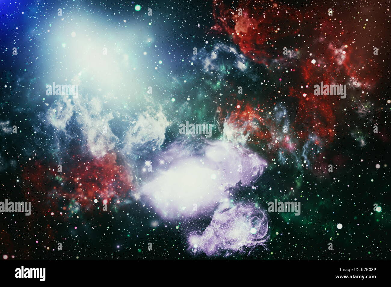 Panoramic looking into deep space. Dark night sky full of stars. The ...
