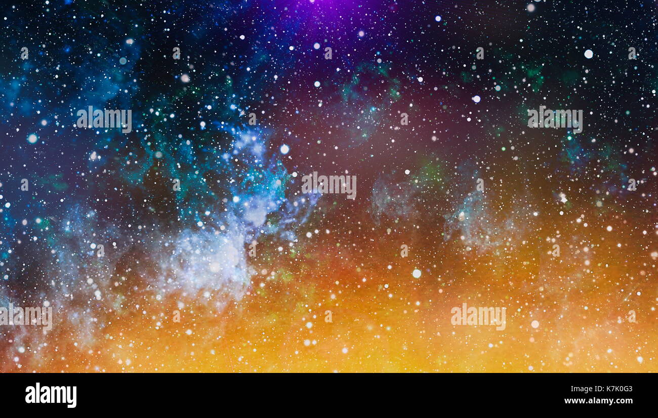 Panoramic looking into deep space. Dark night sky full of stars. The ...