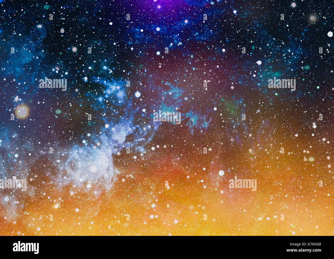 Panoramic looking into deep space. Dark night sky full of stars. The ...