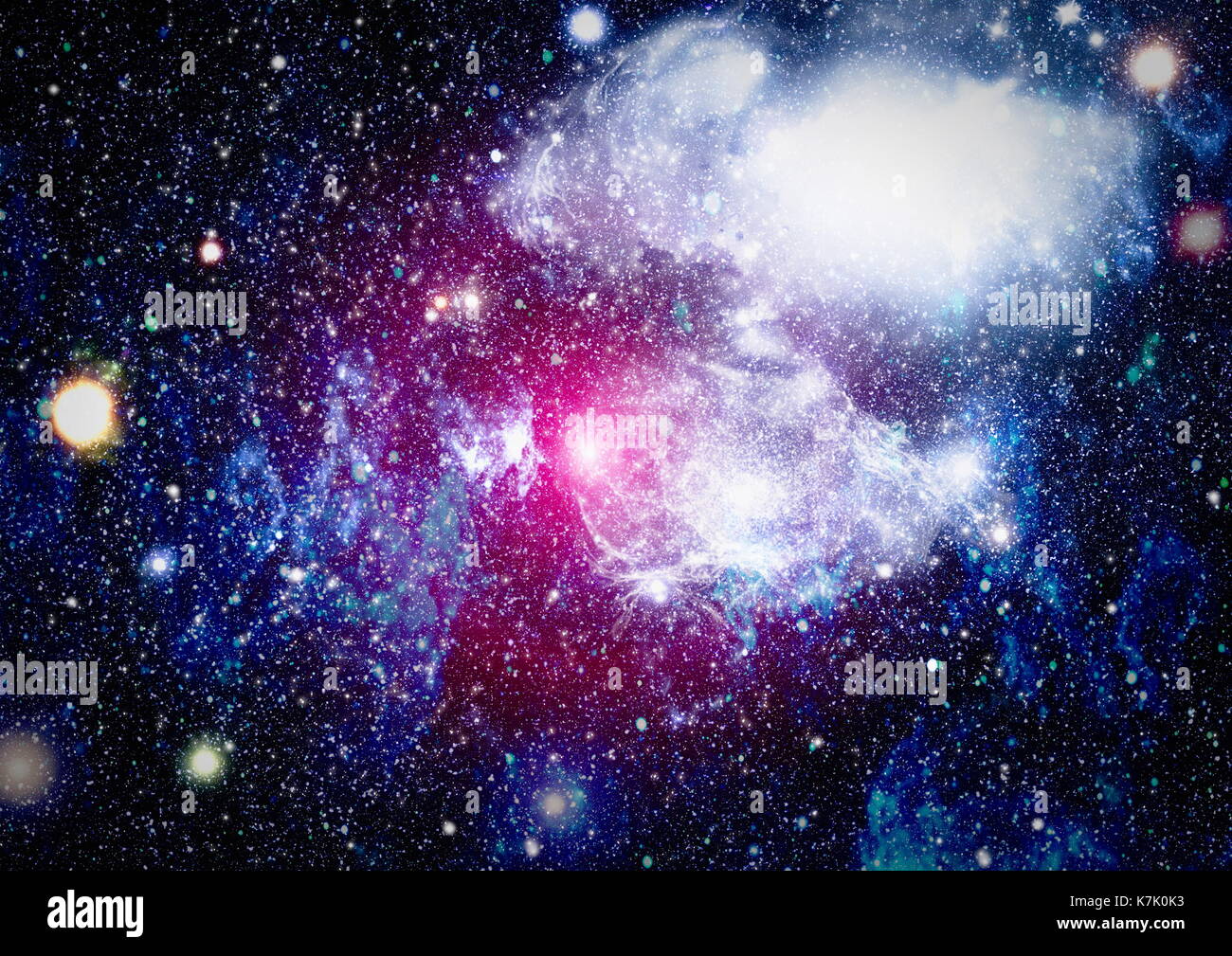 Panoramic looking into deep space. Dark night sky full of stars. The ...