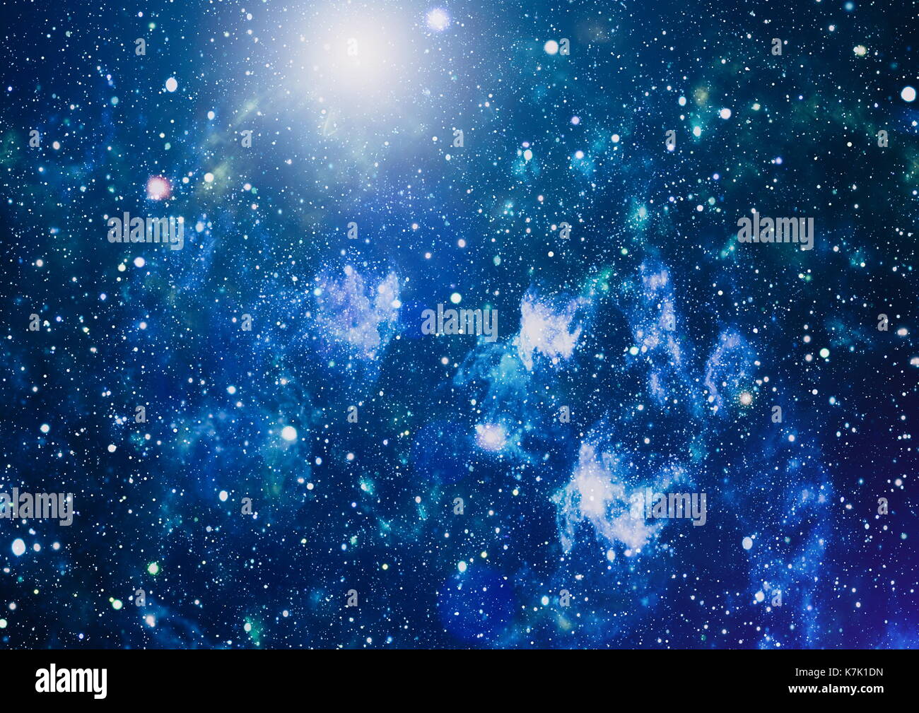 Panoramic looking into deep space. Dark night sky full of stars. The ...