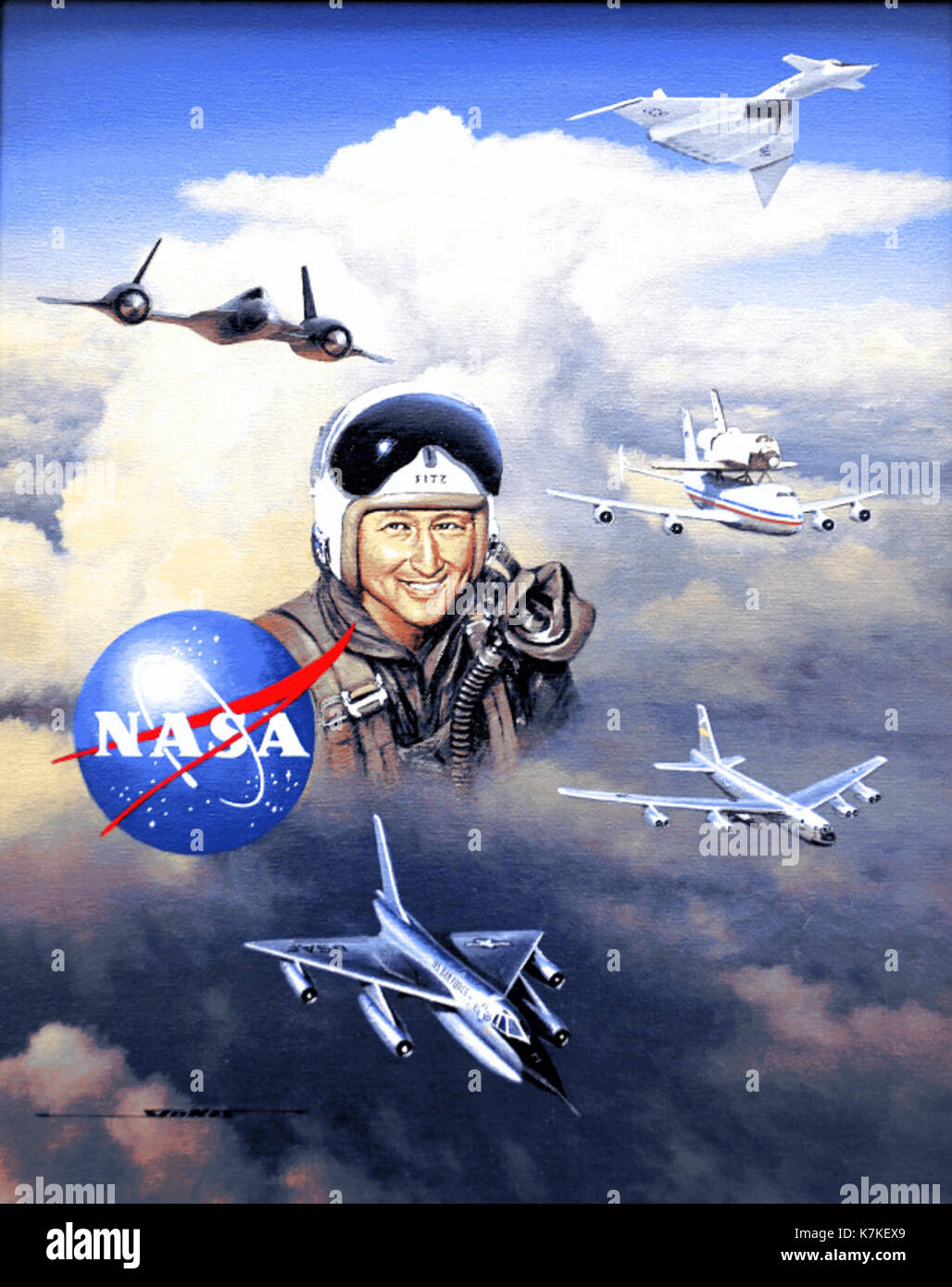 This portrait of Fitz Fulton, a notable aviation and test pilot, is ...