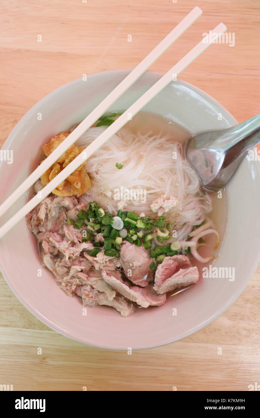 Thai noodles with pork bone soup,Popular Thai food Stock Photo - Alamy