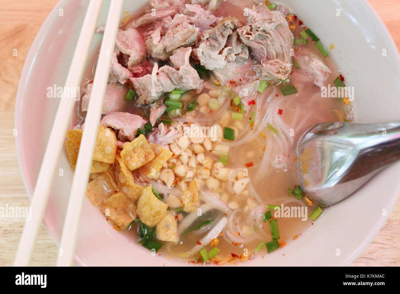 Thai noodles with pork bone soup,Popular Thai food Stock Photo - Alamy