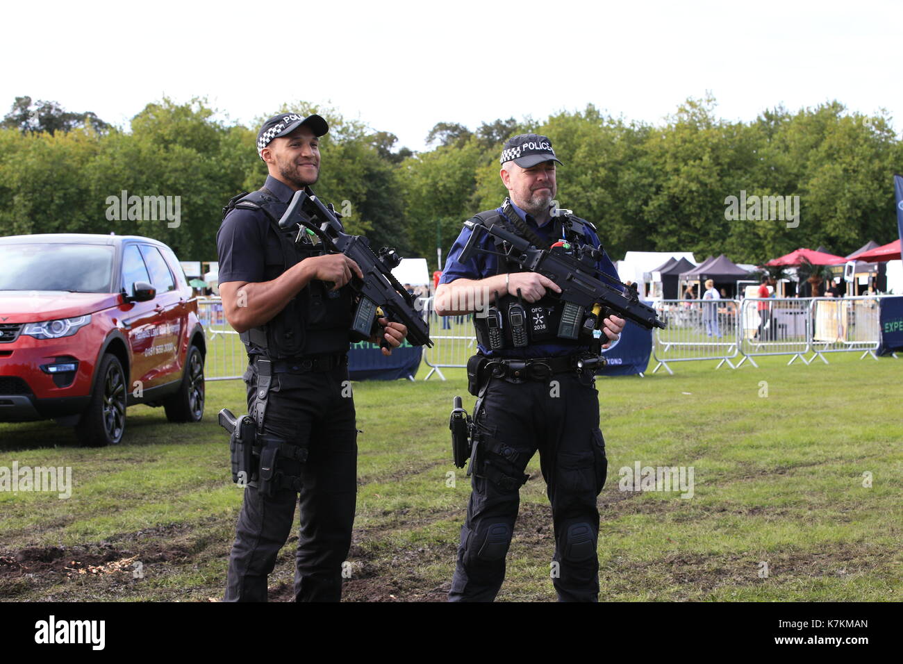 Armed police officers at the Liverpool Food & Drink Festival at Sefton ...