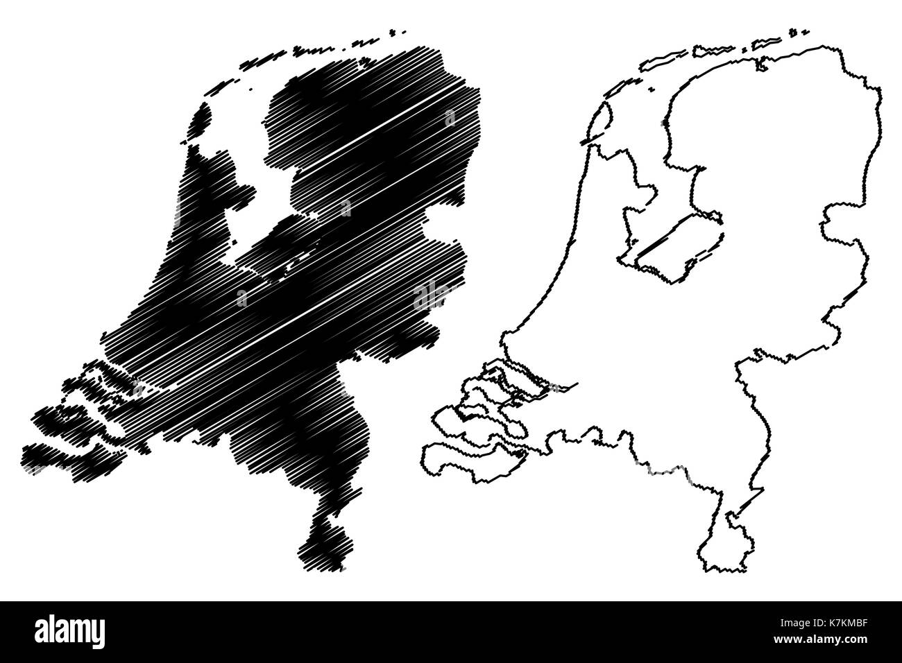 Netherlands map vector illustration, scribble sketch Holland map Stock ...