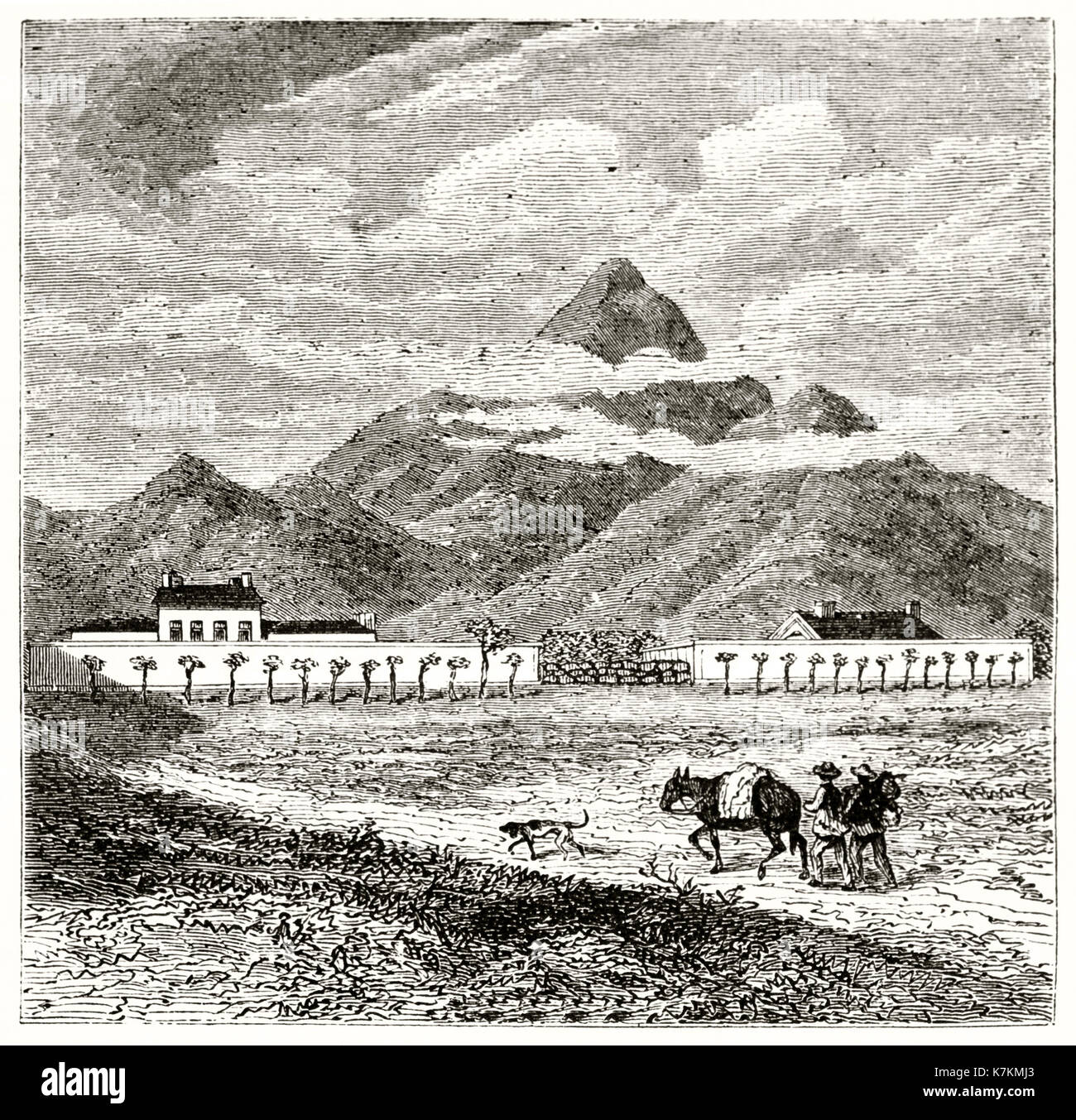 Old view of Mormons endowment-house and tabernacle, Utah. By Ferogio ...