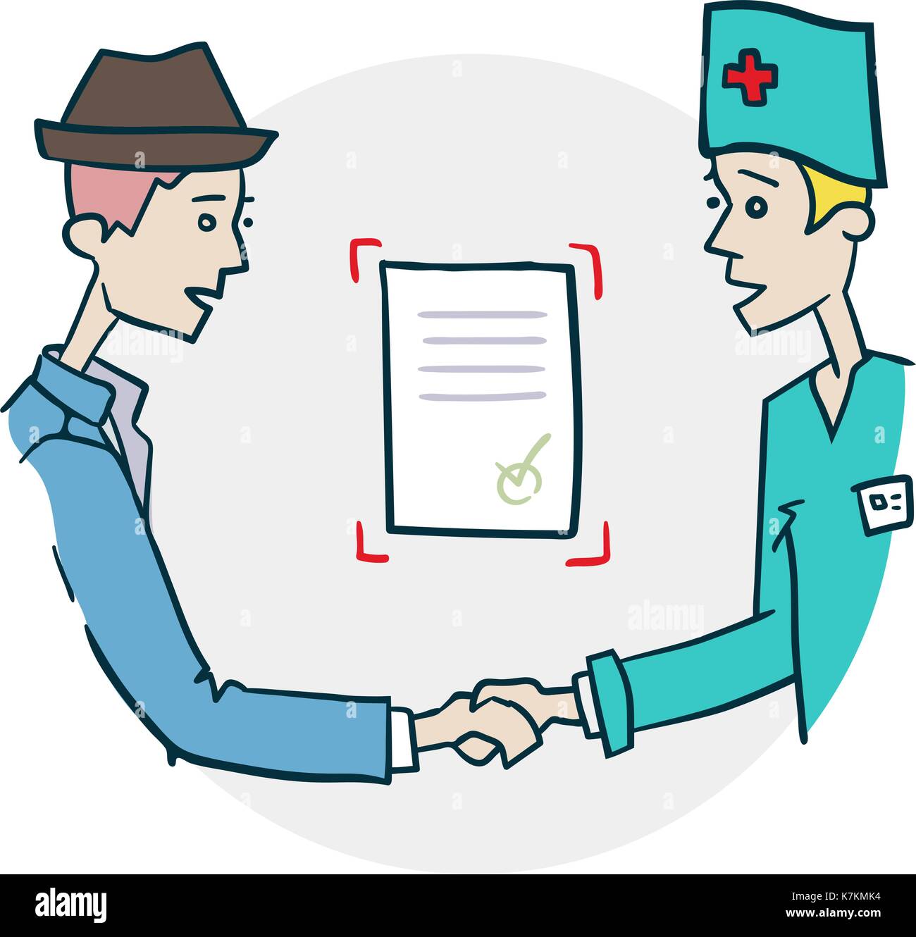 Handshake of doctor and citizen icon Stock Vector Image & Art - Alamy