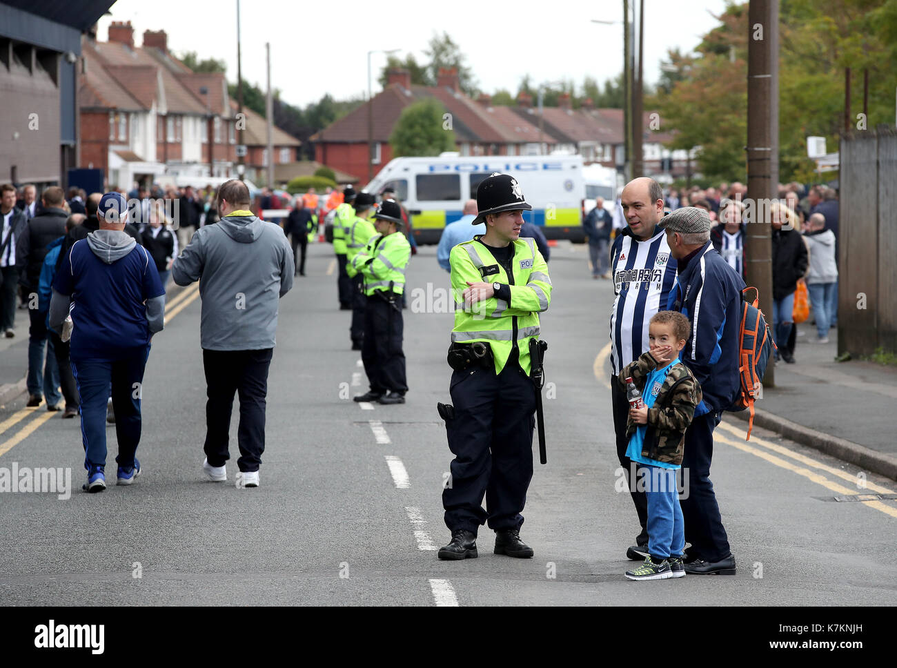 Police line the street outside the ground before the Premier League ...