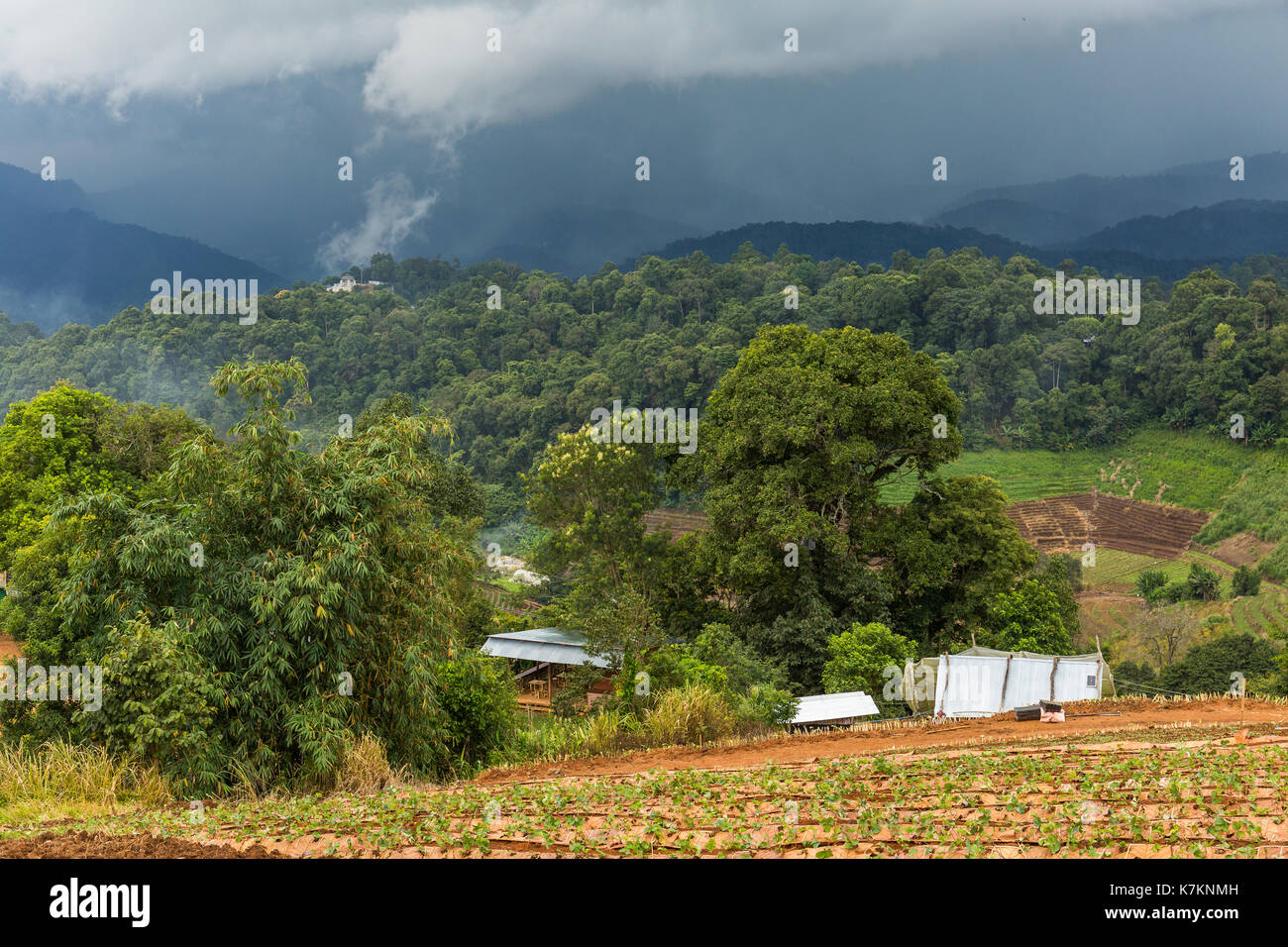 Villages and mountains in Mon Chaem region of Chiang Mai, Thailand ...