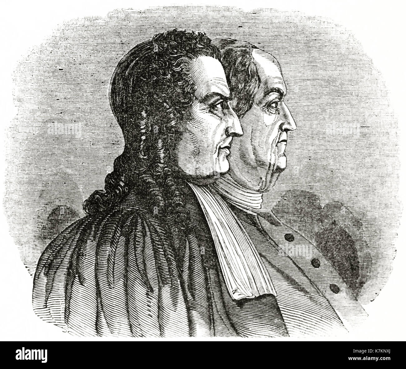 Old reproduction of Montyon and Franklin portraits for the medal of ...