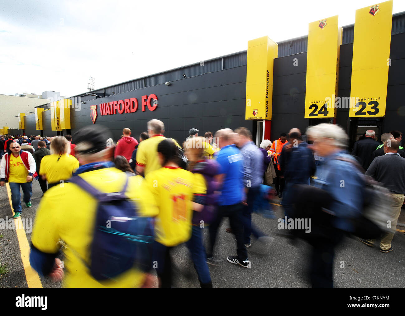 Watford fans arriving before the Premier League match at Vicarage Road ...