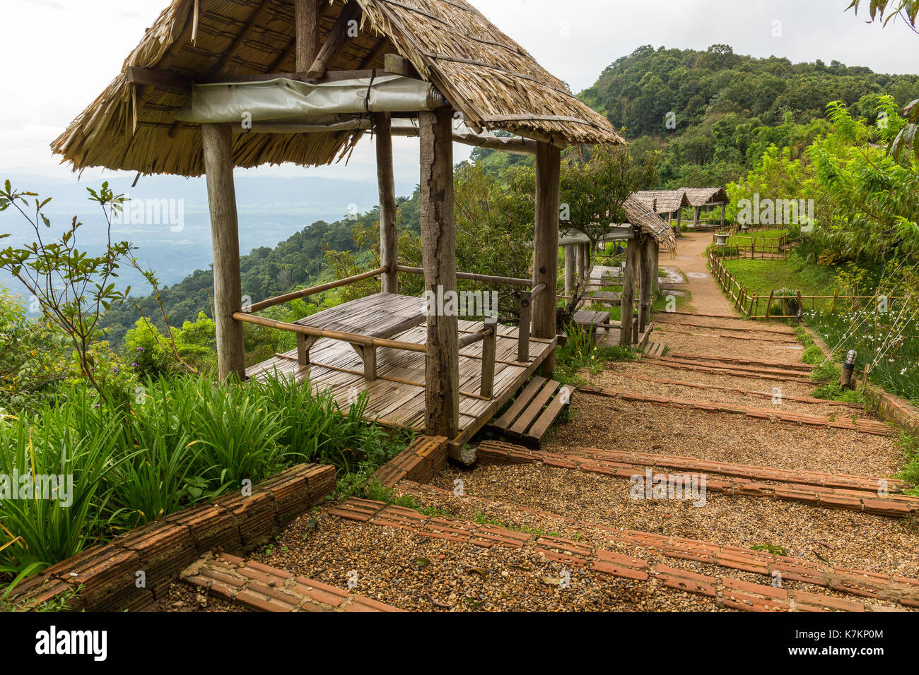 Mountainside huts for viewing the landscape at Mon Chaem in Chiang Mai ...