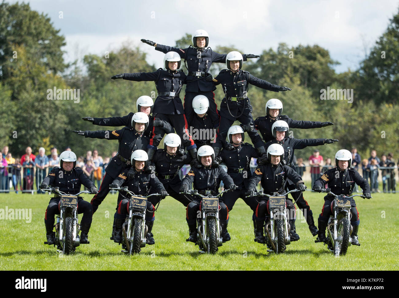 Motorcycle display team the White Helmets take part in a display on the ...