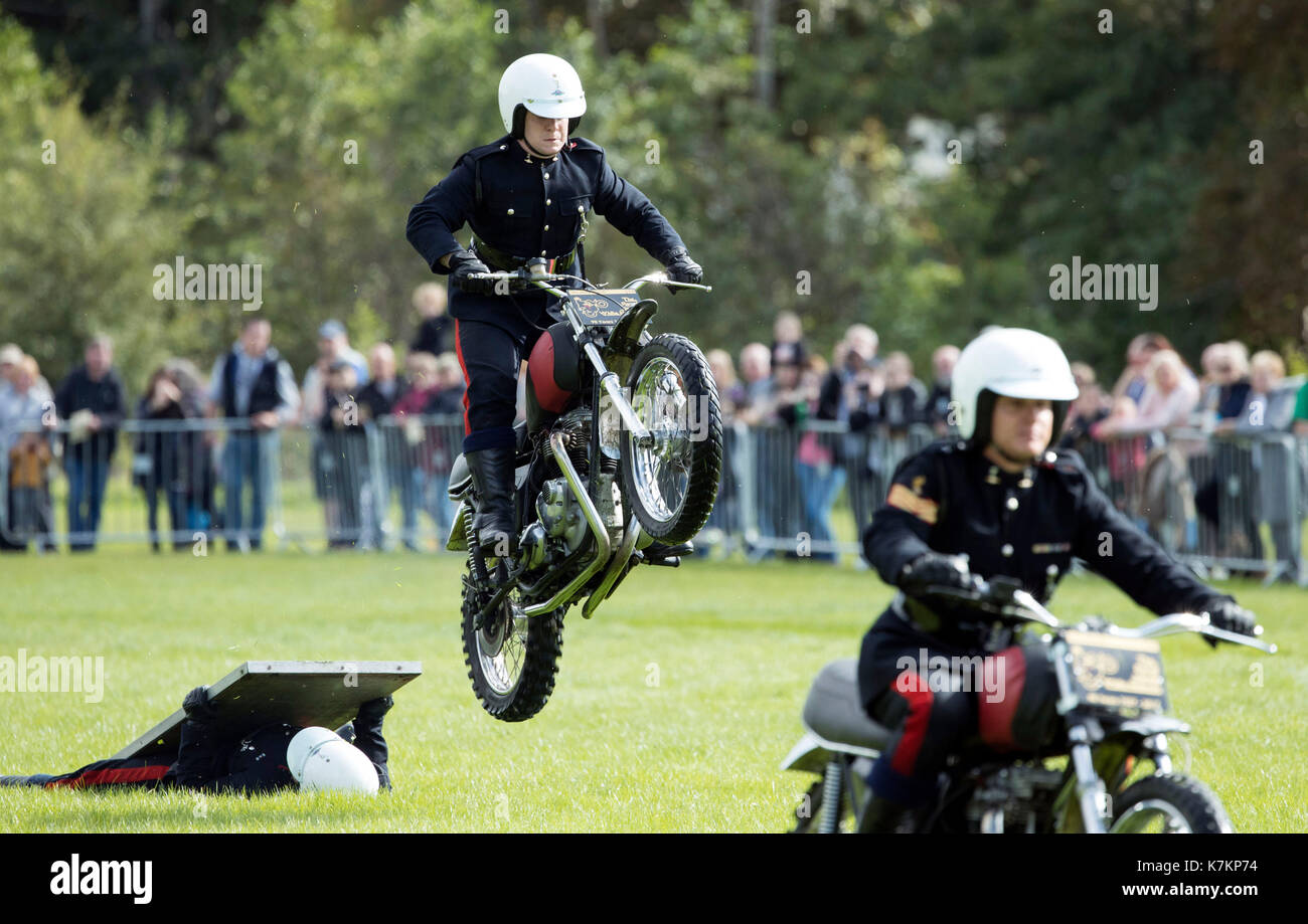 Motorcycle display team the White Helmets take part in a display on the ...