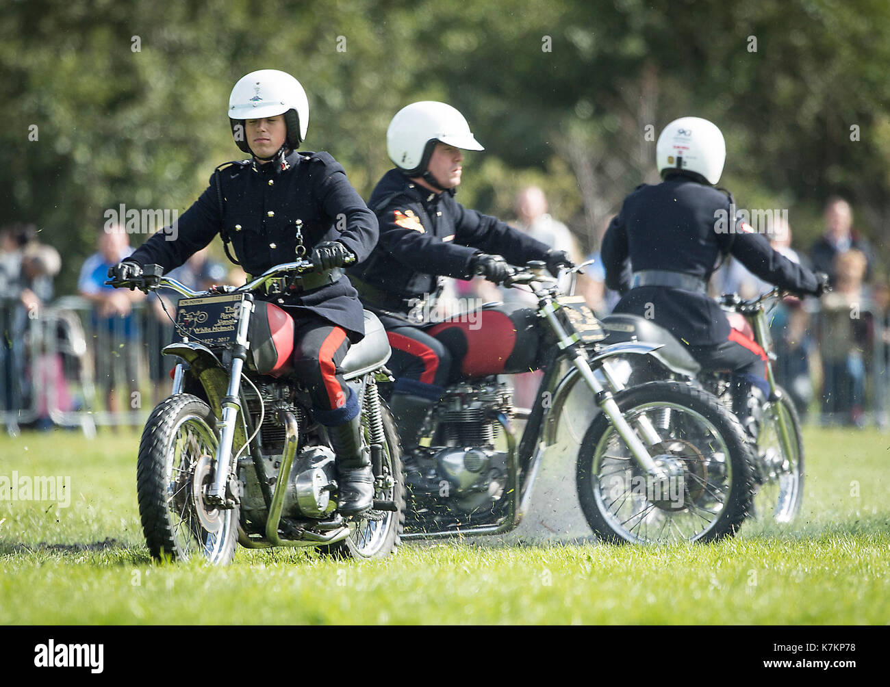 Motorcycle display team the White Helmets take part in a display on the ...