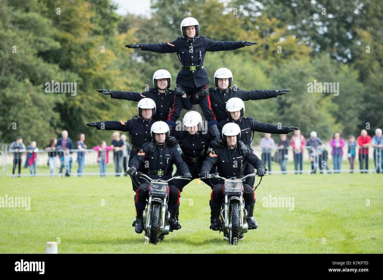 Motorcycle display team the White Helmets take part in a display on the ...