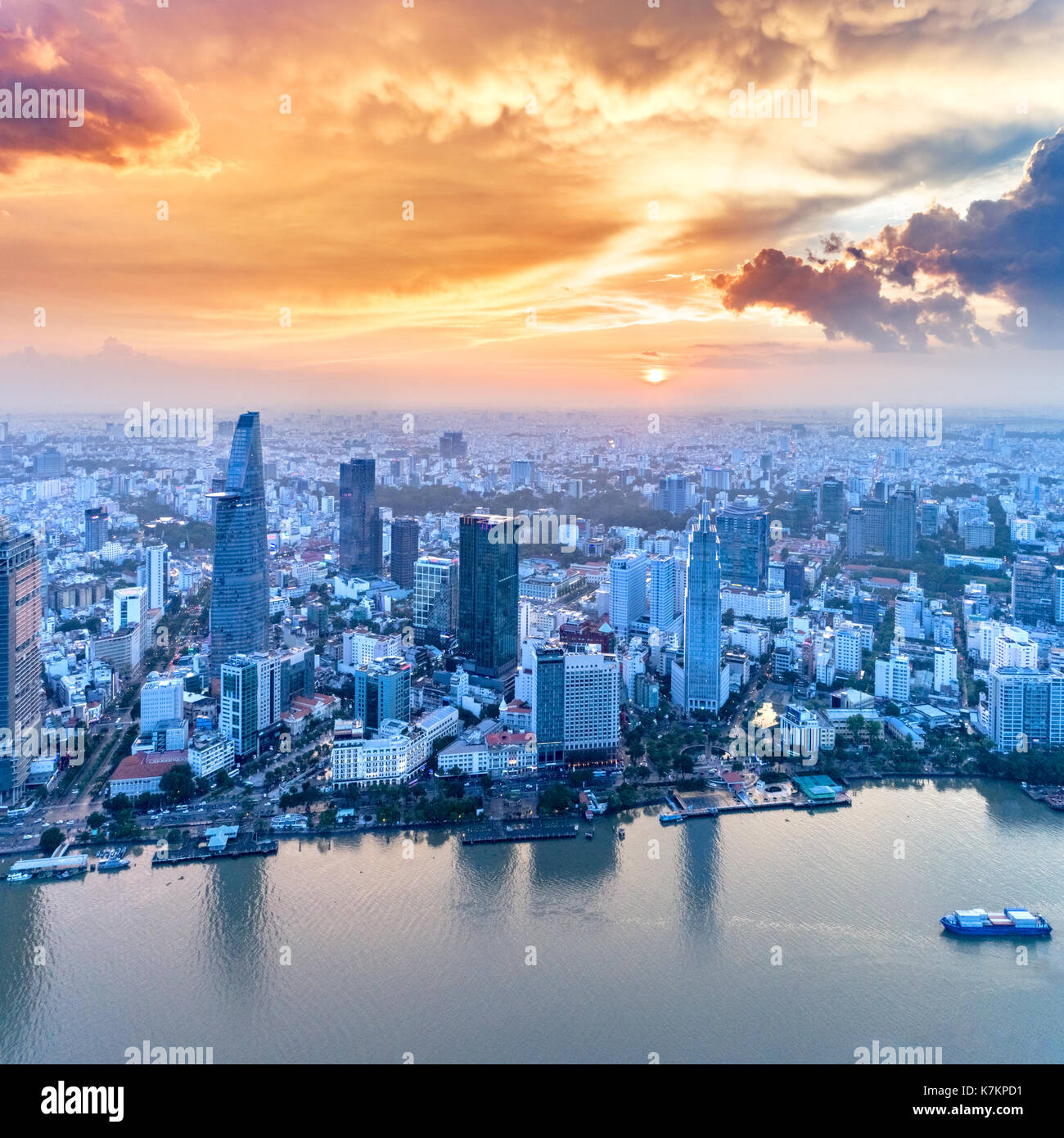 Royalty high quality free stock image aerial view of Ho Chi Minh city ...