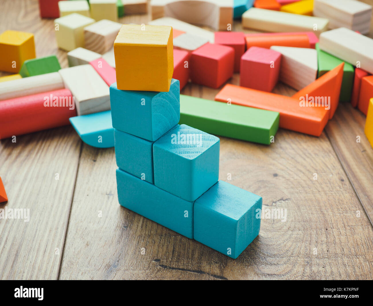 Tower made colorful blocks hi-res stock photography and images - Alamy