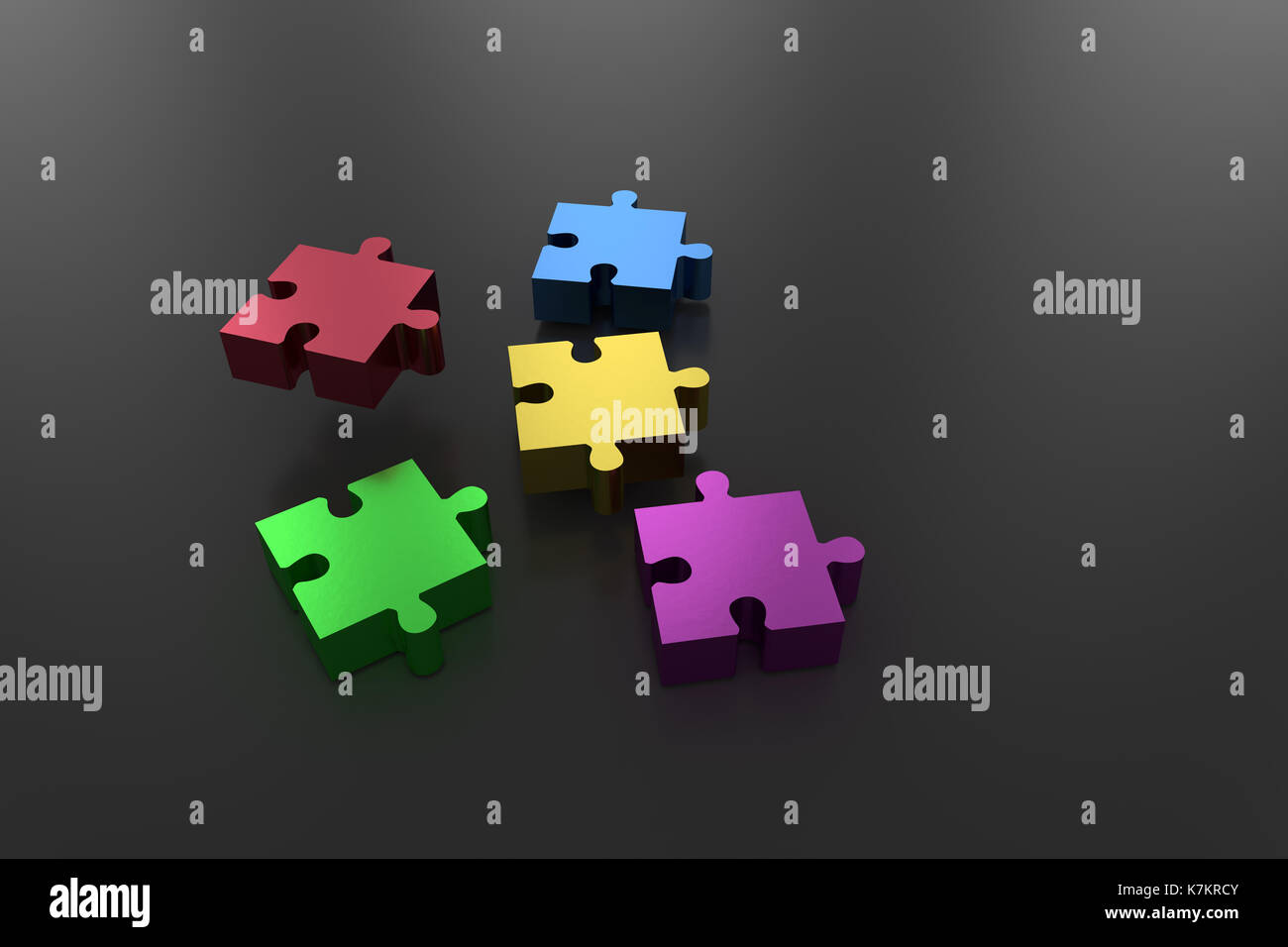 3d rendering of colorful puzzles for teamwork concept Stock Photo - Alamy