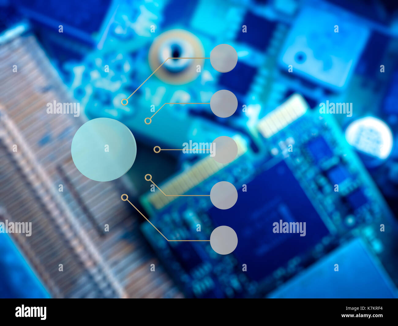 infographic agianst pcb board background Stock Photo - Alamy