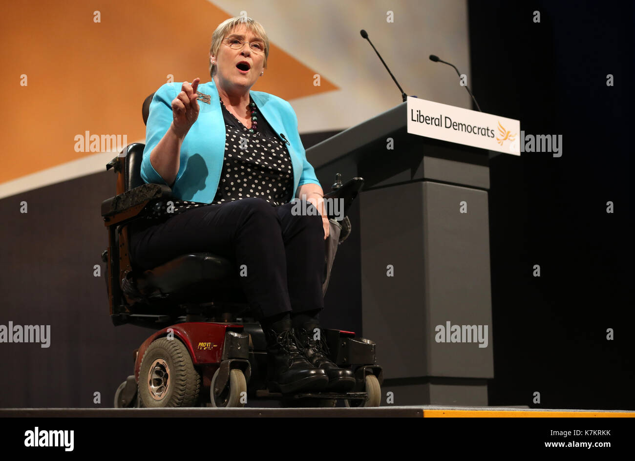 Liberal Democrats President Baroness Brinton makes a speech during the ...