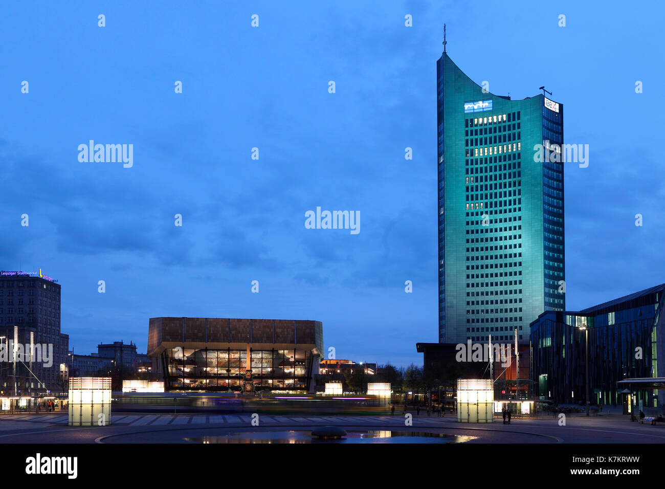 Leipzig Panorama Tower MDR University Augustus square Gewandhaus Stock ...
